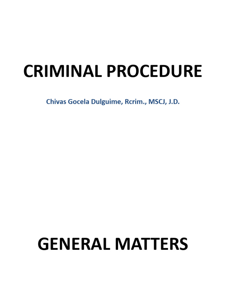 Criminal Procedure | PDF | Prosecutor | Jurisdiction