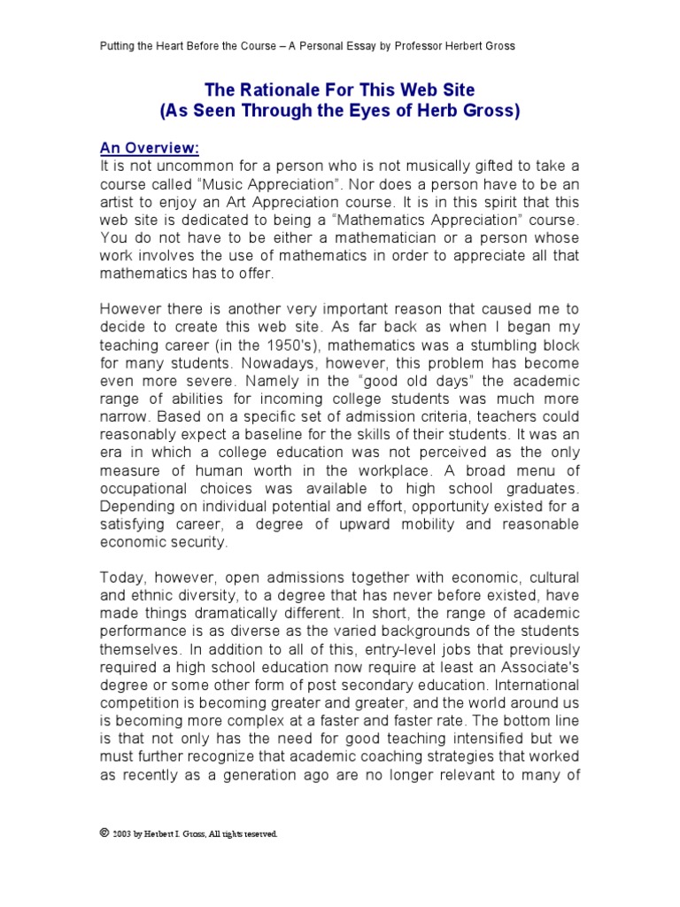 Herb Gross Essay On Math | Download Free PDF | Axiom | Geometry