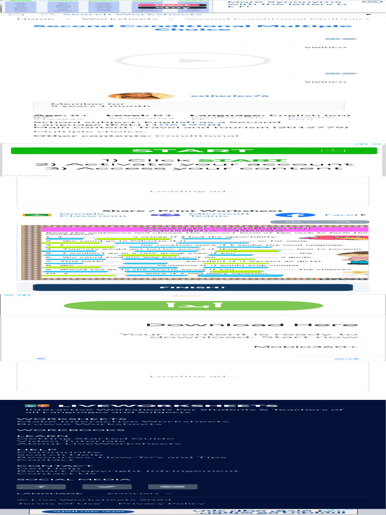 Second Conditional Multiple Choice Worksheet Live Worksheets | PDF
