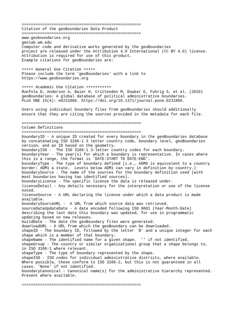 geoBoundaries Data Citation Guide | PDF | Databases | Computer File