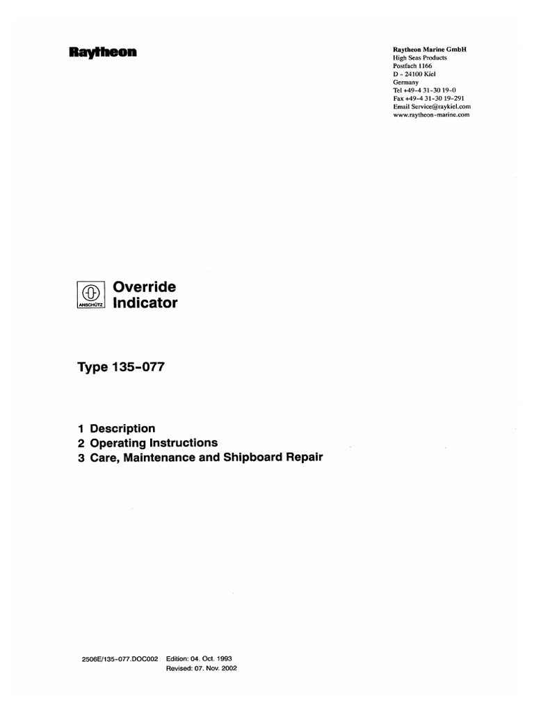 2506 - E - 002 - Override Indicator Type 135-077 | PDF