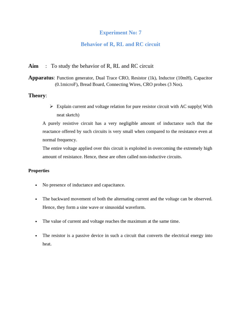 Bee Exp-7 | PDF | Electrical Network | Capacitor