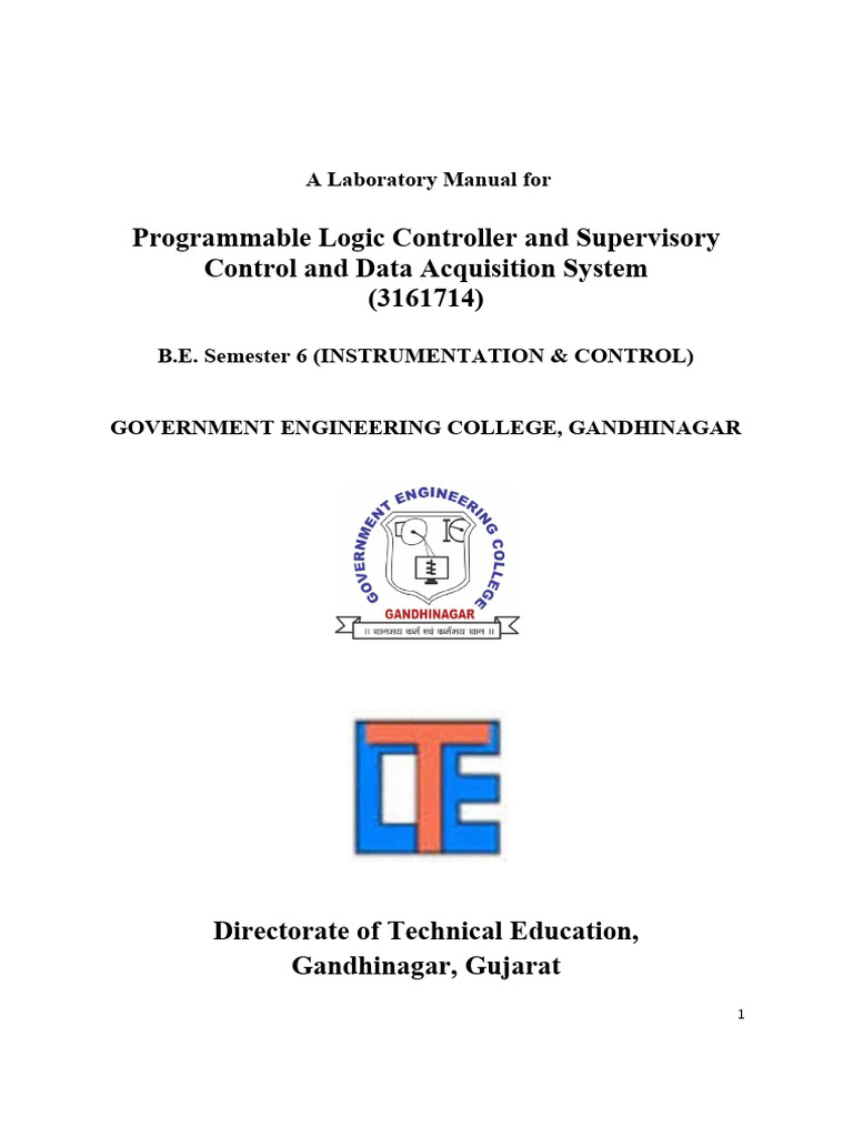 Lab Manual - PLC-SCADA-3161714 | PDF | Programmable Logic Controller | Logic Gate