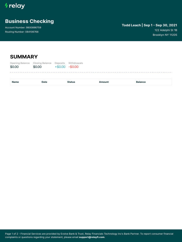 Relay (Partial) 2021-09-01 #6759 | PDF | Banks | Debit Card