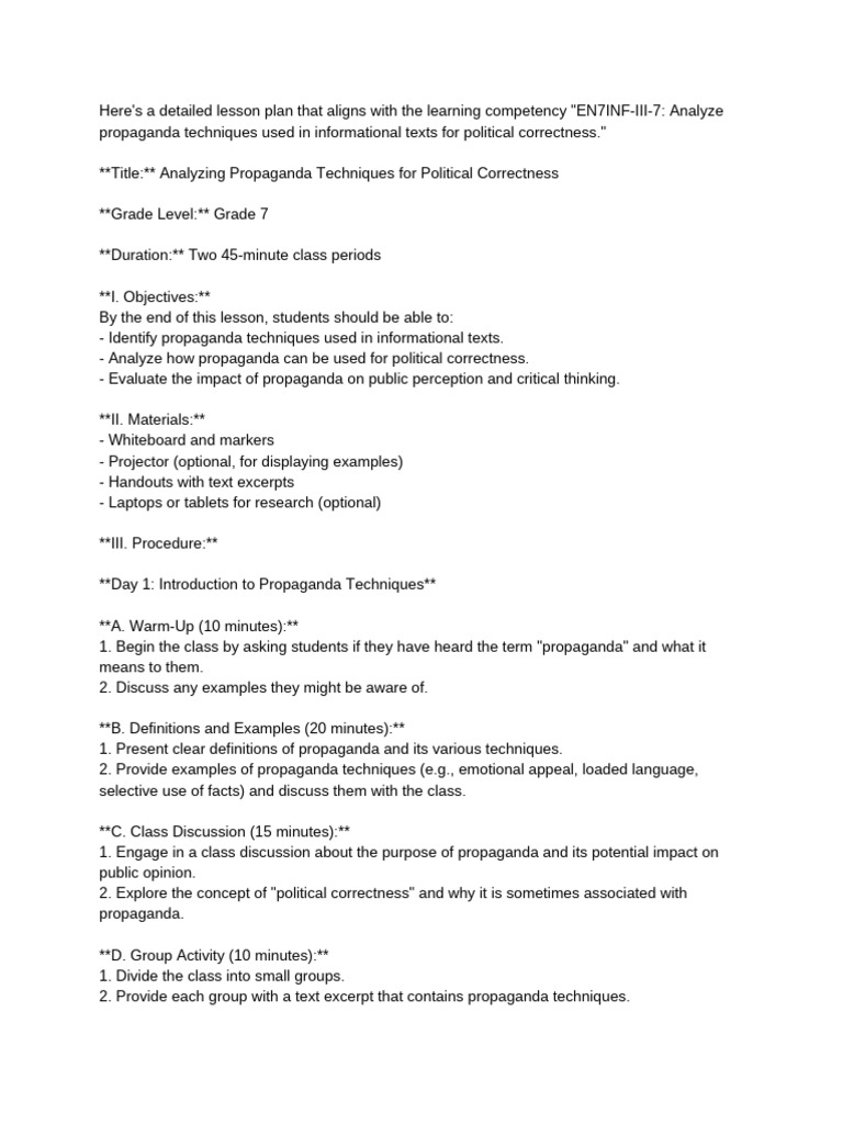 Analyzing Propaganda Techniques For Political Correctness | PDF ...
