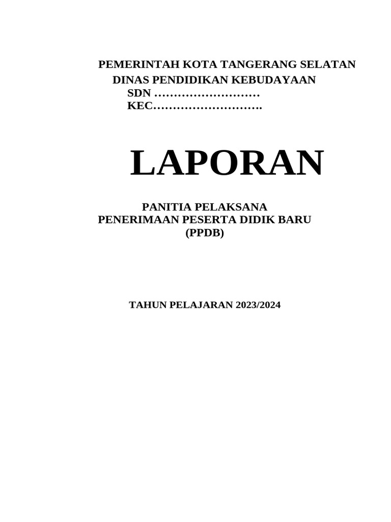 Laporan Lengkap 2023 PPDB SD | PDF