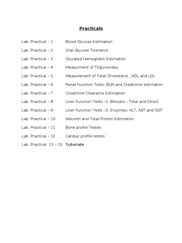 Clinical Biochemistry Lab Practicals | PDF | Glycated Hemoglobin ...