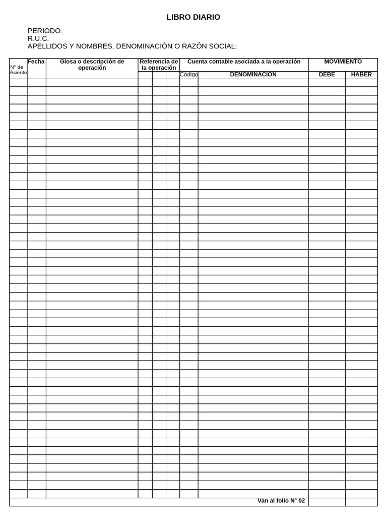 Formato Diario Con Folio | PDF
