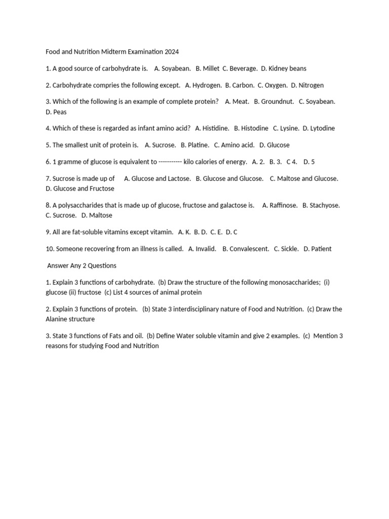 Food and Nutrit Midterm | PDF
