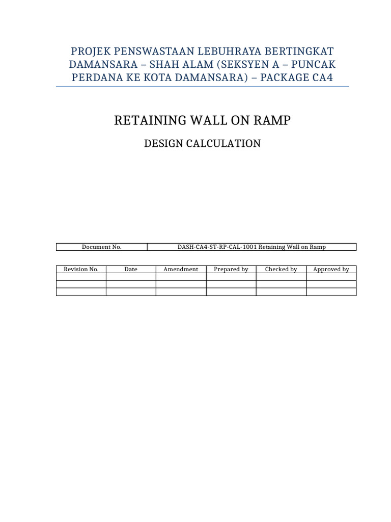 Retaining Wall Design for Ramp Support | PDF | Concrete | Applied And ...