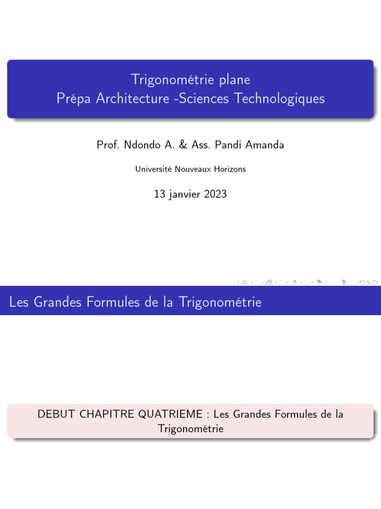 Formules Clés de Trigonométrie Plane | PDF | Trigonométrie ...