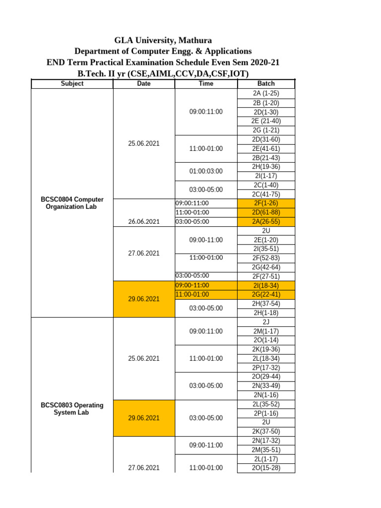 Final Prac schdeule | PDF | Computing | Information Technology