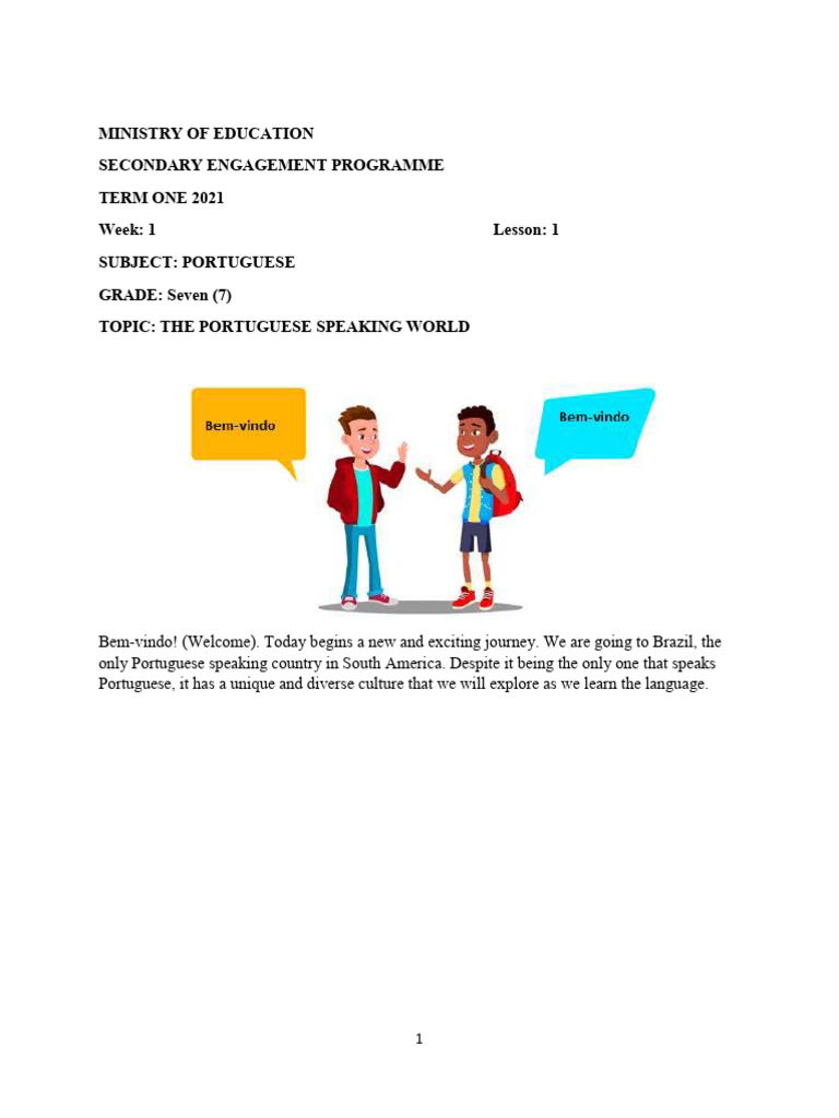 Portuguese Worksheet - Grade 7 - Term 1 | PDF | Grammatical Gender | Plural