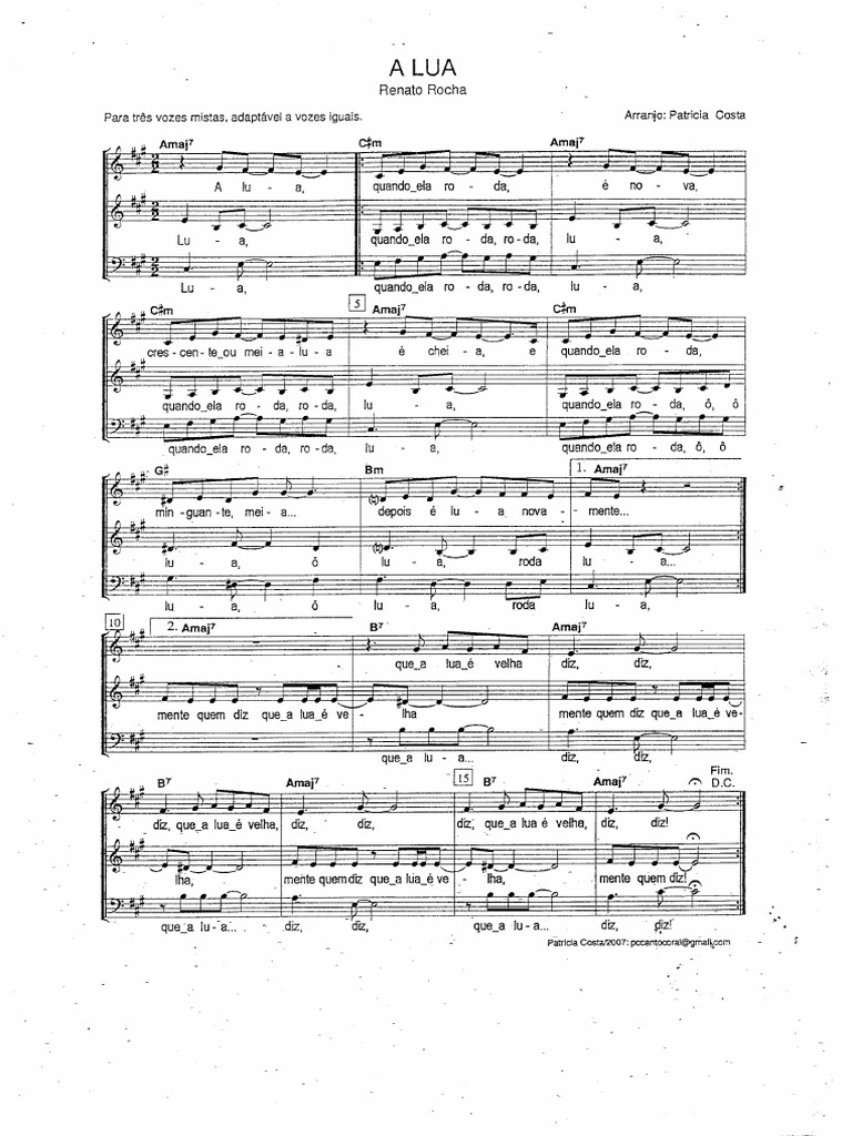 A Lua 3v (Arr. Patricia Costa) | PDF