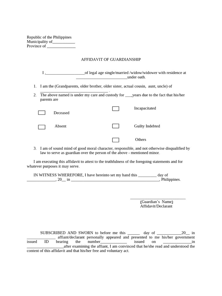 Affidavit of Guardianship | PDF