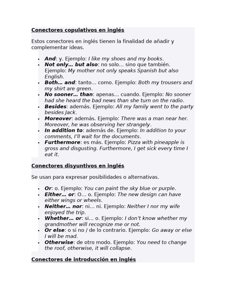 Conectores en Inglés | PDF | Lingüística