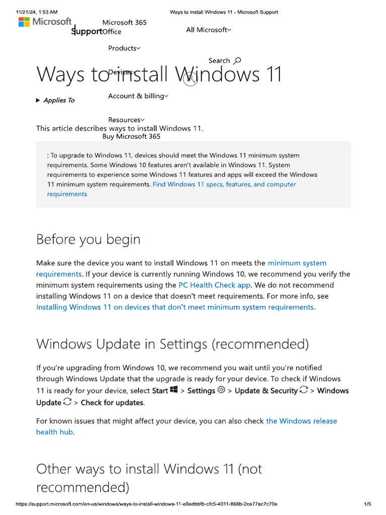 Ways To Install Windows 11 | PDF