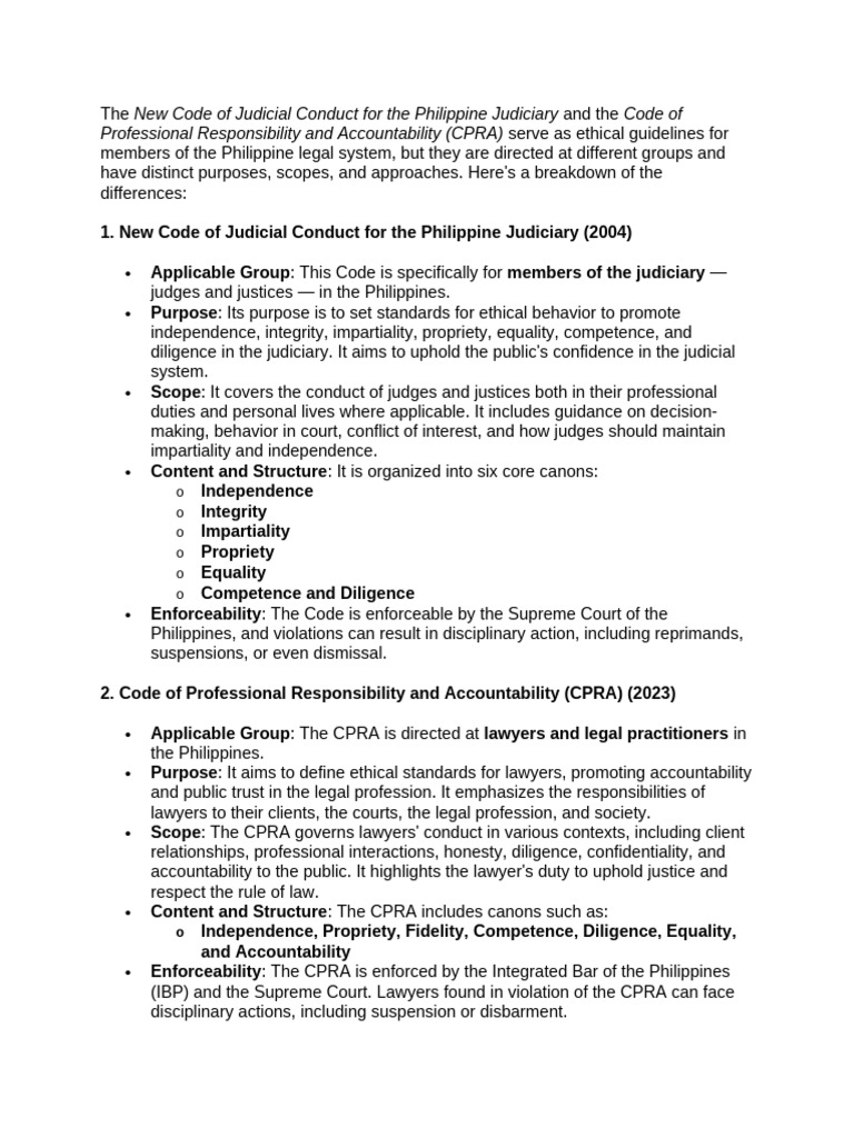 CPRA New Code of Judicial Conduct Comparison | PDF | Lawyer | Judge