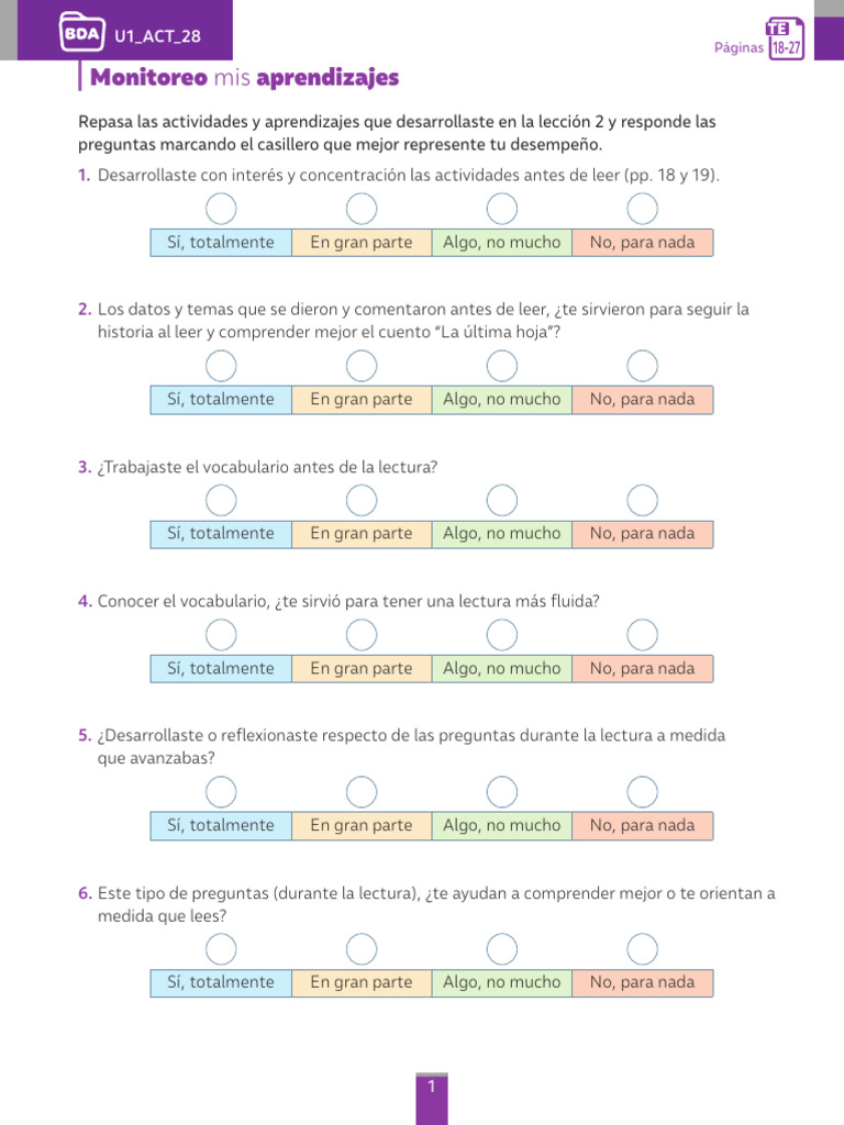 U1 Act 28 | PDF | Aprendizaje | Cognición