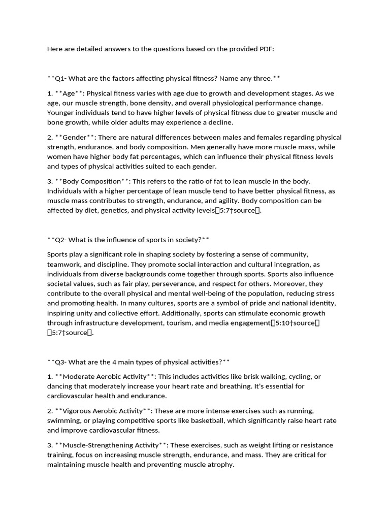 pat imp questions | PDF | Physical Fitness | Physical Education