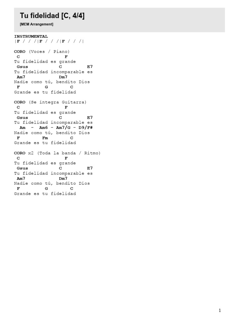 Tu Fidelidad - C | PDF