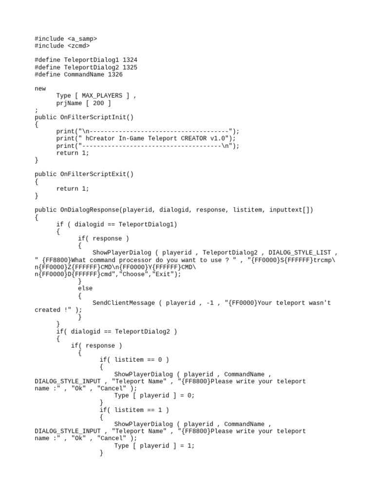 HCreator In-Game Teleport Creator v1.0 | PDF | Software | Computing
