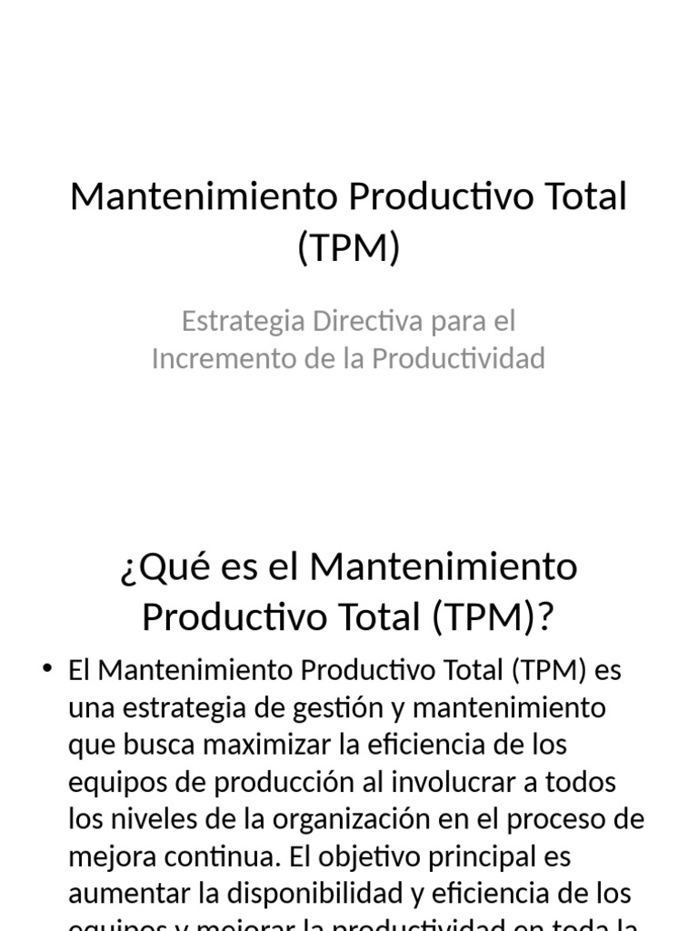 Mantenimiento Productivo Total TPM | PDF