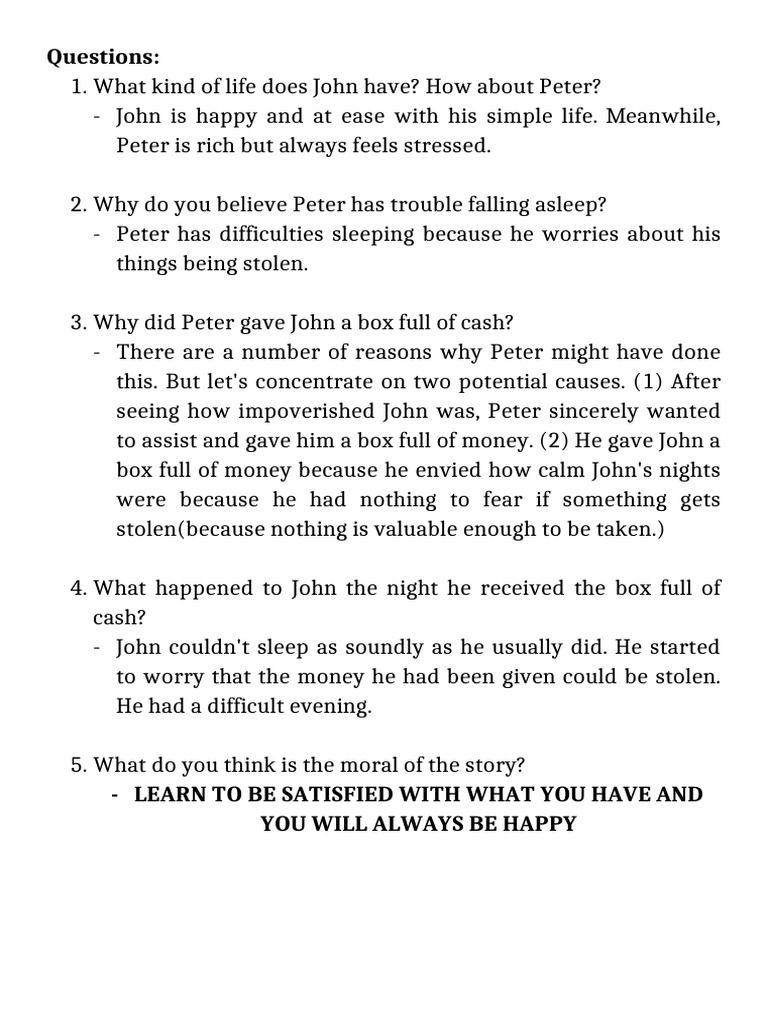 The Poor Man - QUESTIONS | PDF
