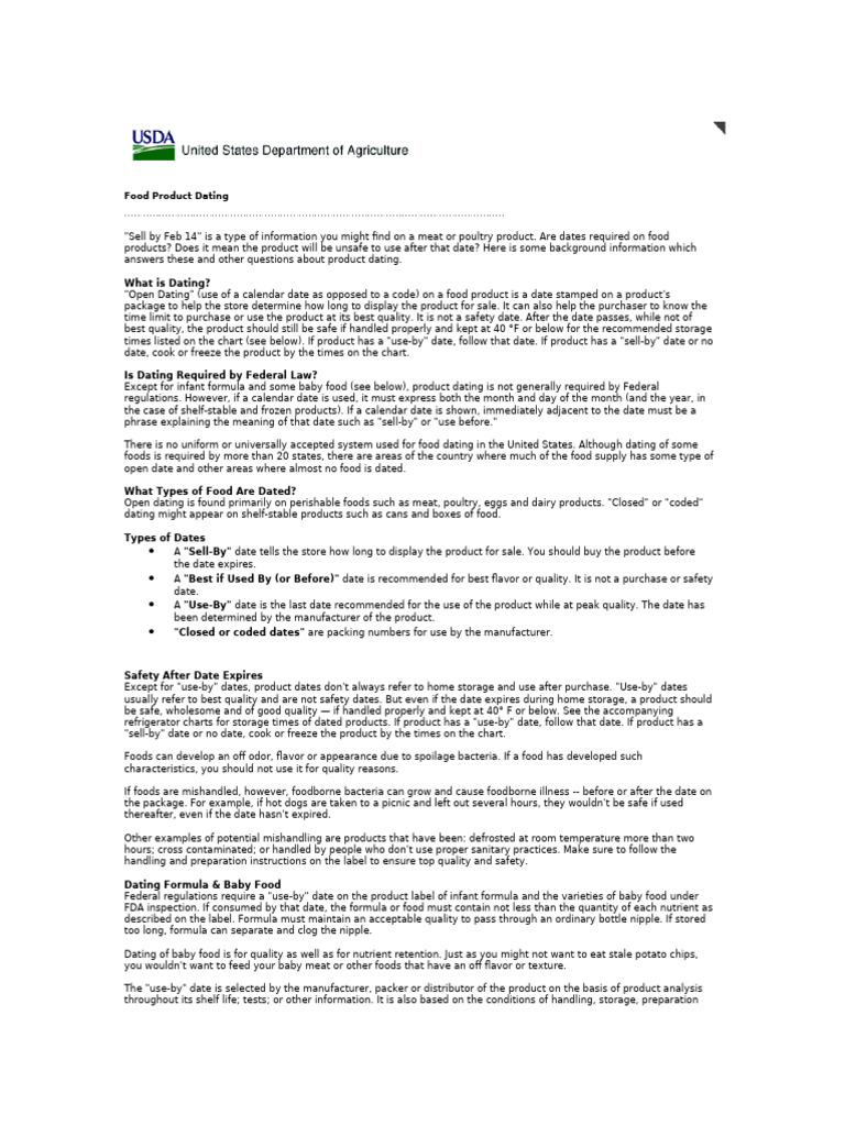 USDA Food Product Dating | PDF | Universal Product Code | Barcode