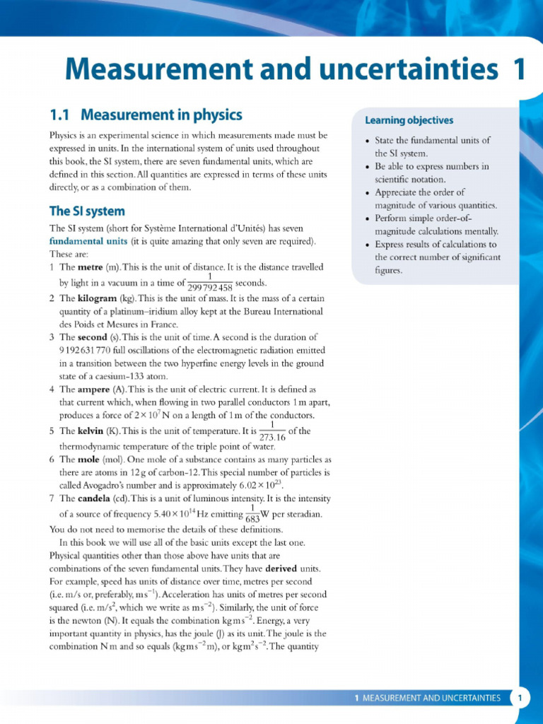 LC4100 Cambridge, Physics, Measurements and Uncertainties | PDF