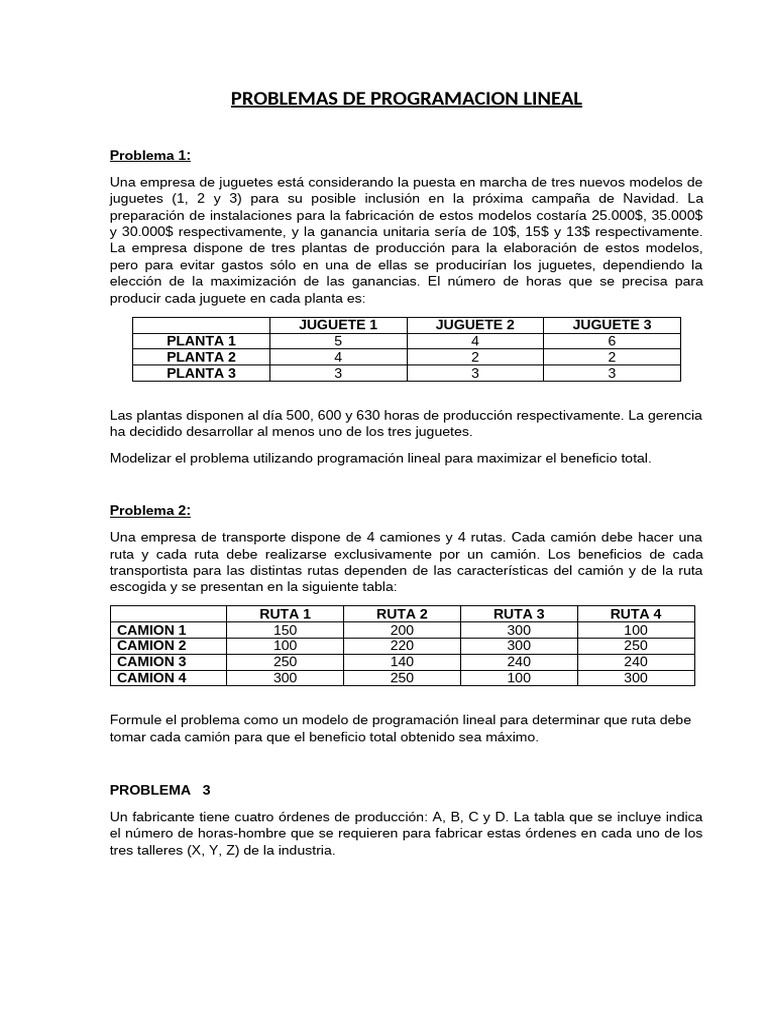 Formulacion de Problemas de Programacion Lineal - Practica 2023-1 | PDF | Programación lineal ...