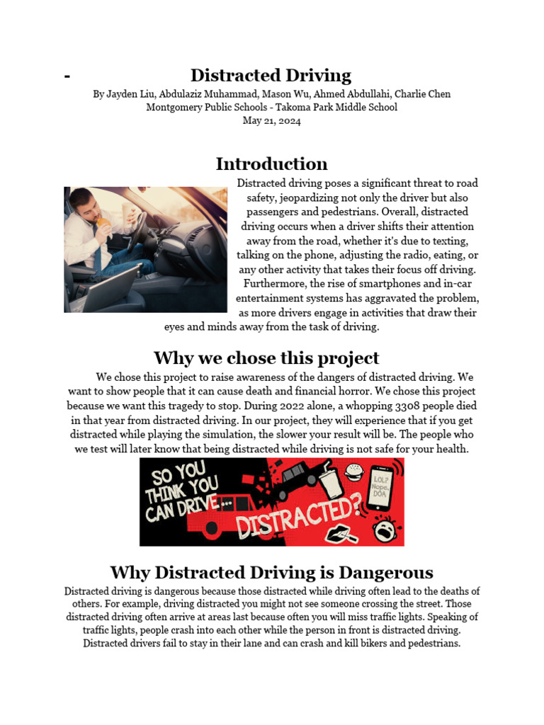 Dangers of Distracted Driving Explained | PDF | Driving | Traffic