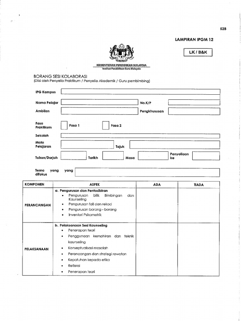 BNK - Borang Sesi Kolaborasi | PDF