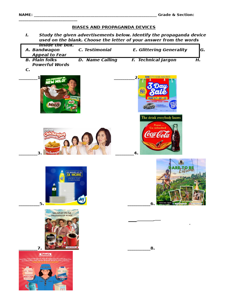 Analyzing Propaganda Devices in Ads | PDF