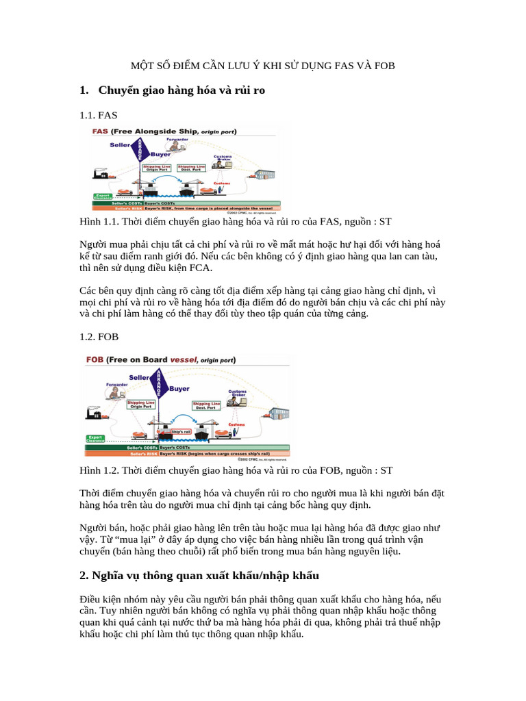 MỘT SỐ ĐIỂM CẦN LƯU Ý KHI SỬ DỤNG FAS VÀ FOB | PDF