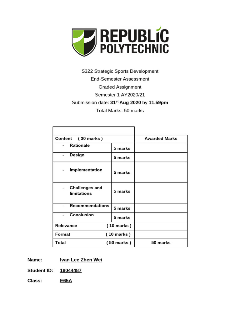 S322 - ESE Graded Assignment | PDF | Sports