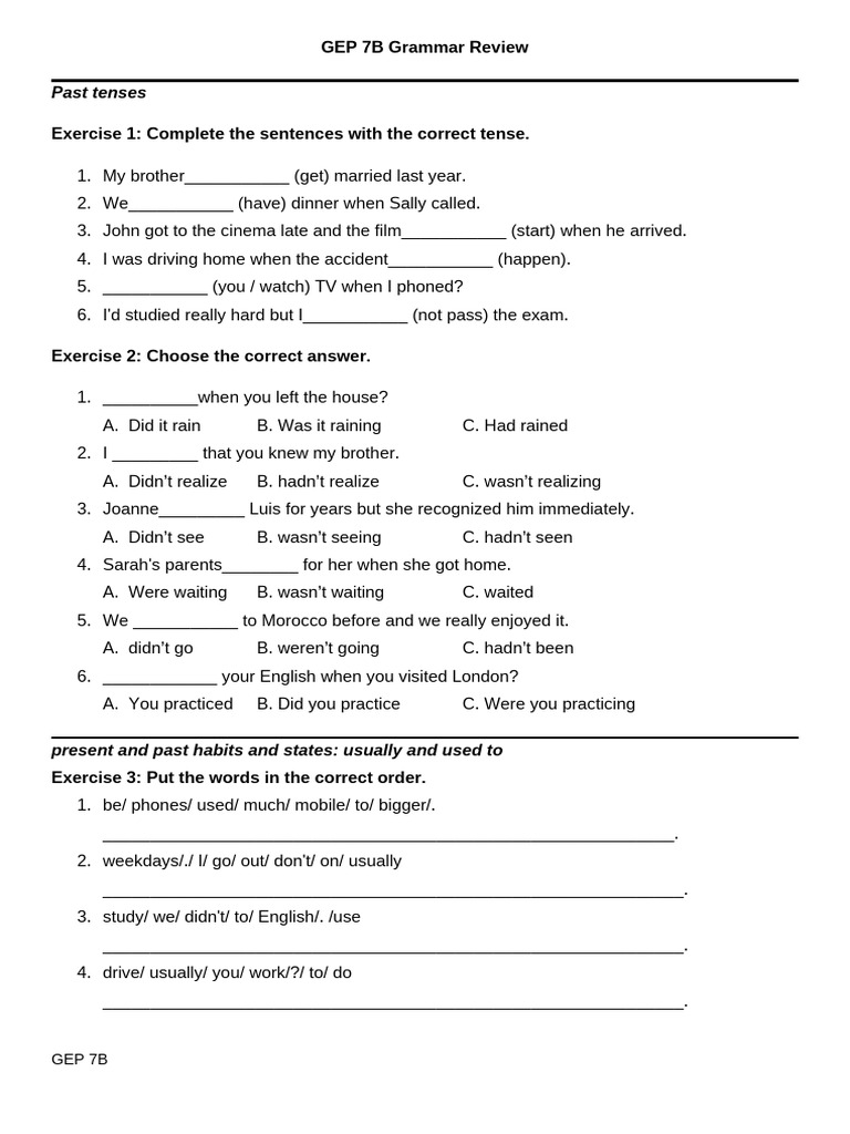 GEP 7B Grammar Review | PDF | Grammar | Linguistics