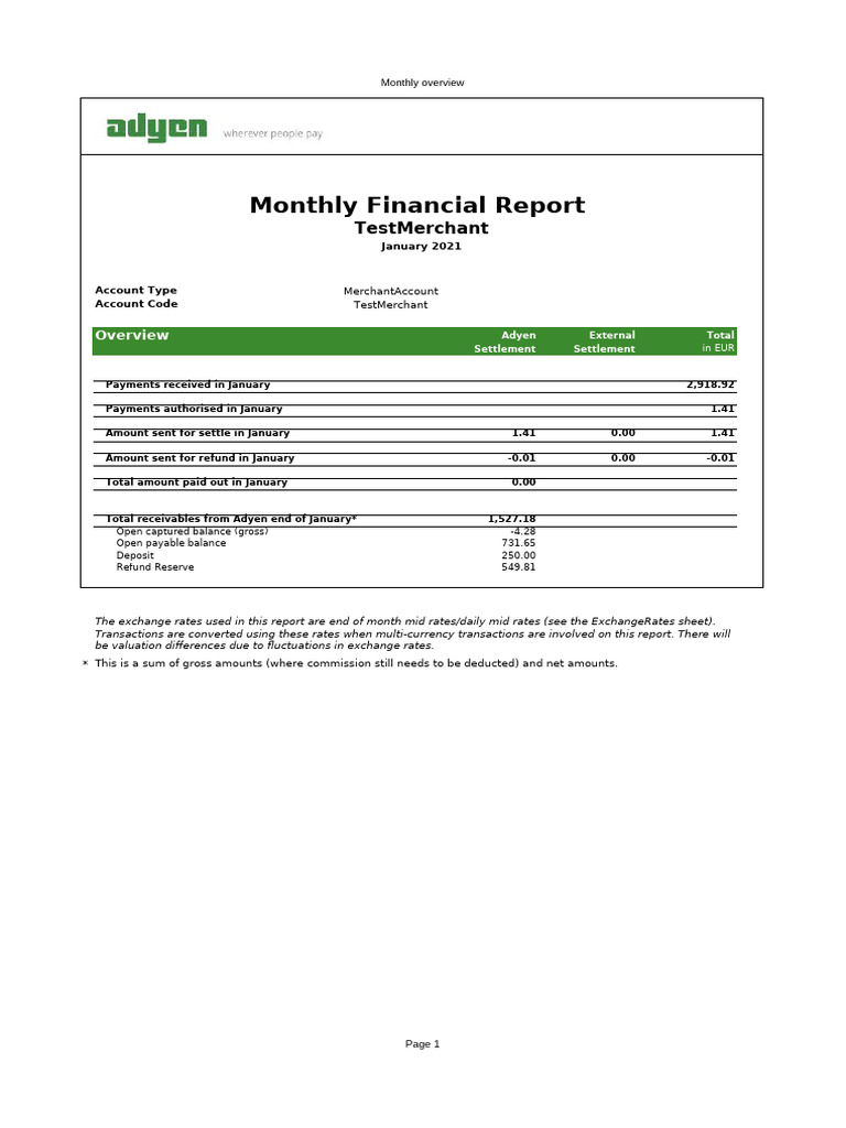 SAMPLE Monthly Finance Report | PDF | Financial Services | Banking ...