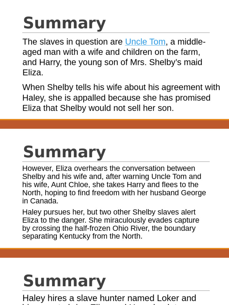 Summary of Uncle Toms Cabin and Activity | PDF | Uncle Tom's Cabin