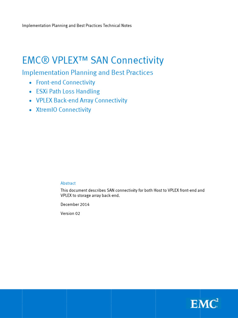 h13546 Vplex San Connectivity Best Practices | PDF | Computer Architecture | Computer Engineering