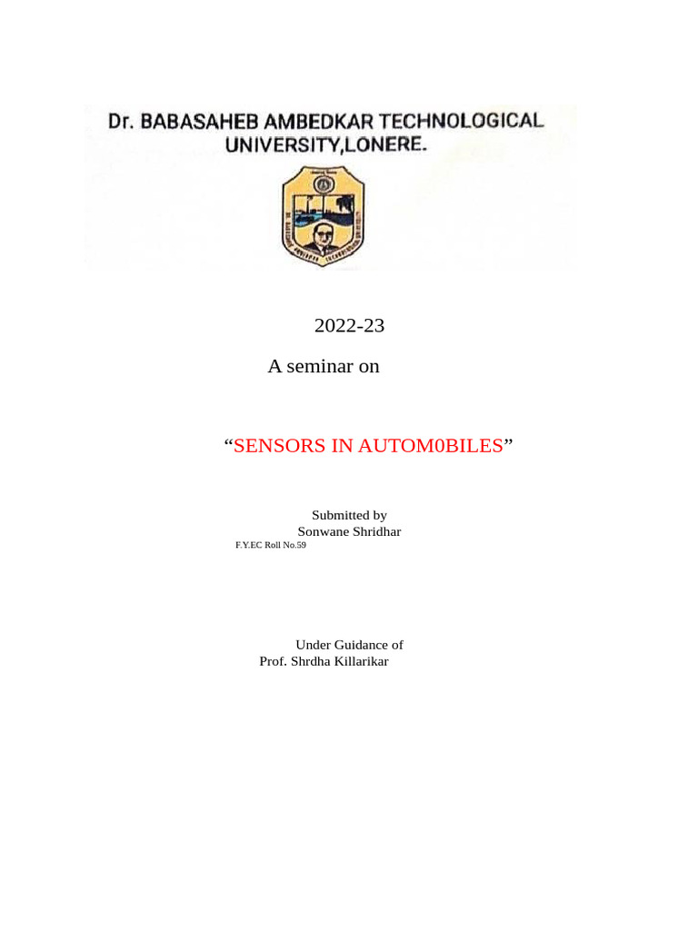 Seminar Report..... @@@@@@ | PDF | Airbag | Sensor