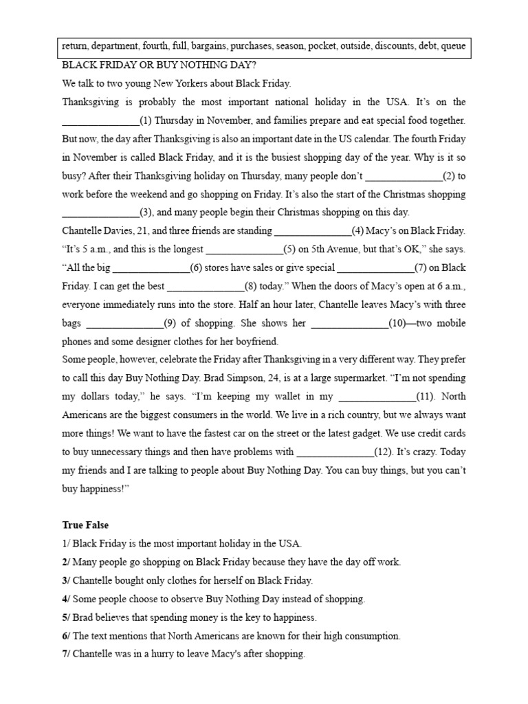 Reading | PDF | Black Friday (Shopping) | Observances