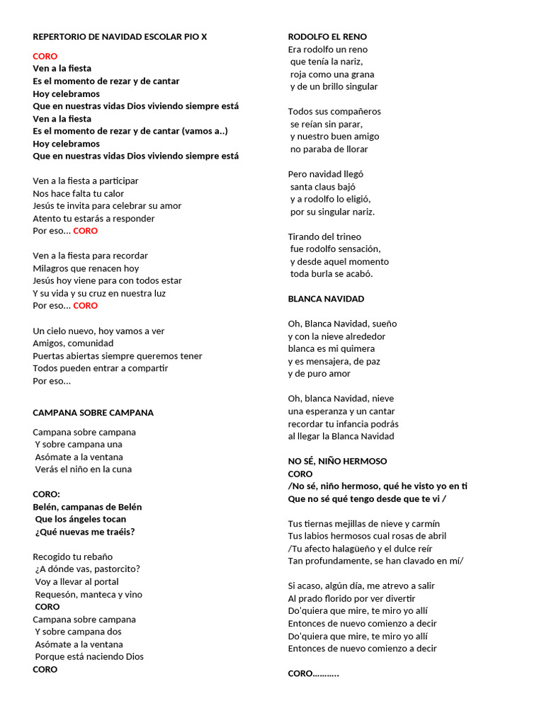 Repertorio de Navidad Escolar Navideño | PDF | Navidad