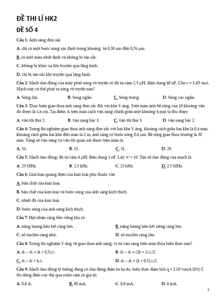 ĐỀ 56 THI LÍ HK2 1 BAN DA 1 | PDF