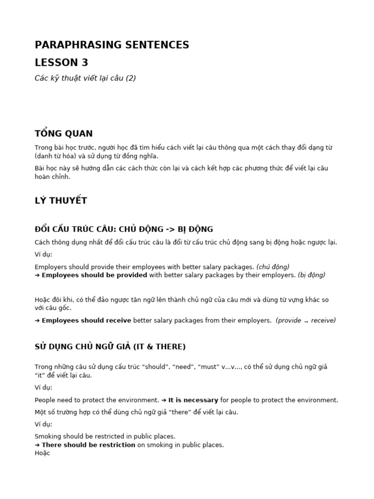 Lesson 10 - Paraphrasing Sentences | PDF