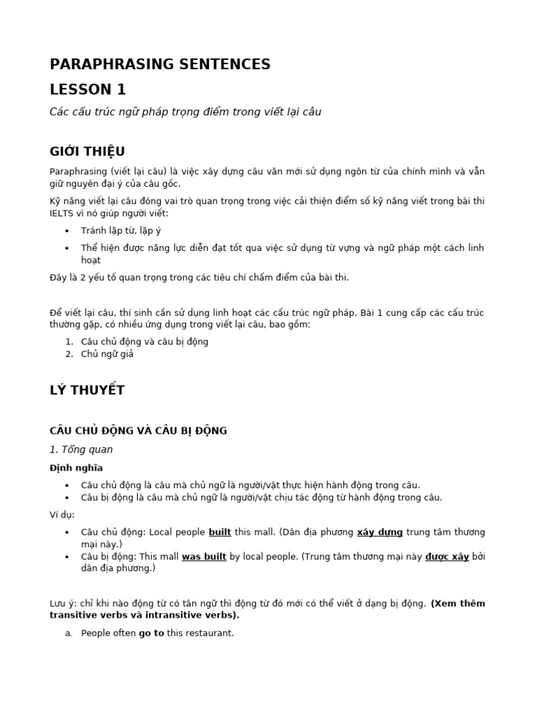 Lesson 9 - Paraphrasing Sentences | PDF