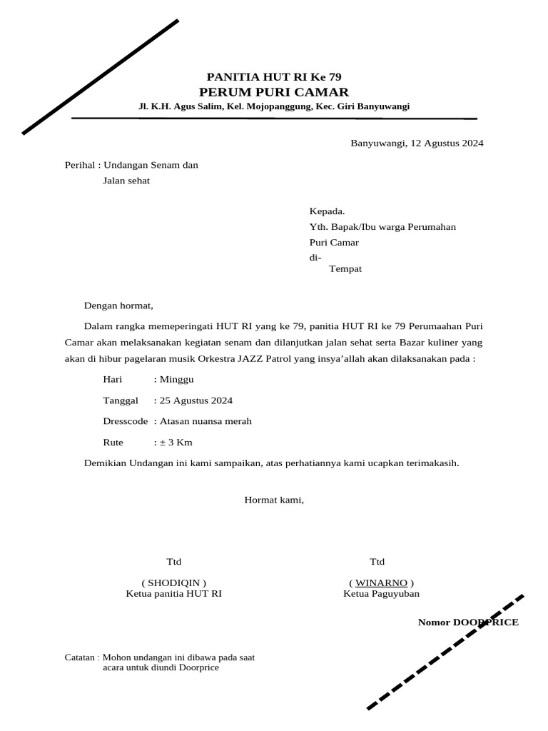 Surat Undangan Senam & Jalan Sehat | PDF