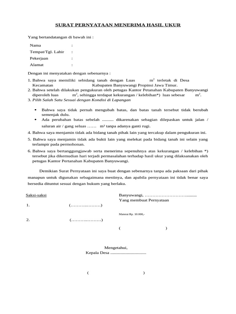 Pernyataan Menerima Hasil Ukur | PDF