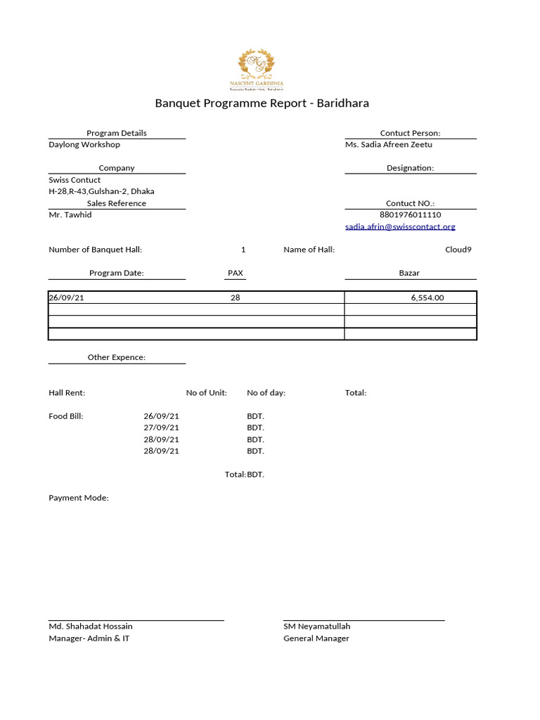 Banquet Report | PDF