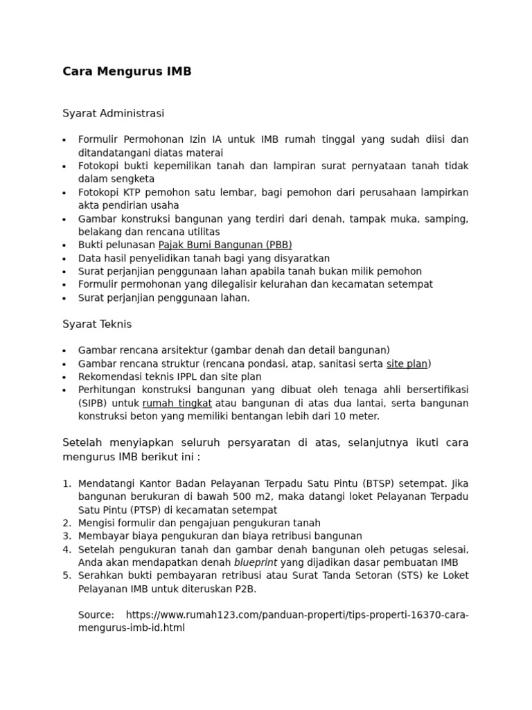 Cara Mengurus IMB | PDF